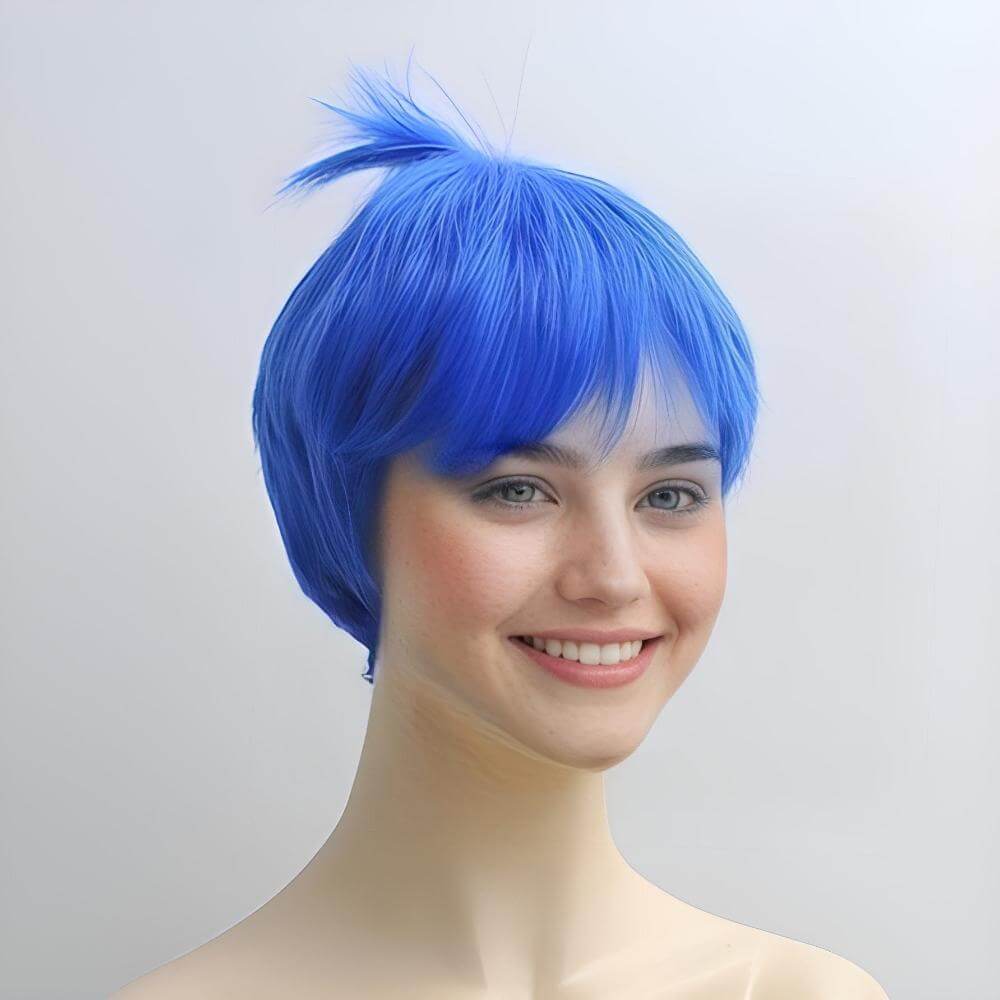 Girl Short Blue Cosplay Wig Pixie Boy Cut Straight Bangs – nevermindyrhead